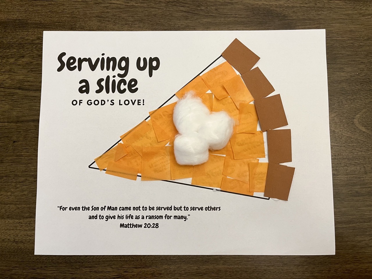 Serving Others Pumpkin Pie Slice Craft - Faith-filled Fun